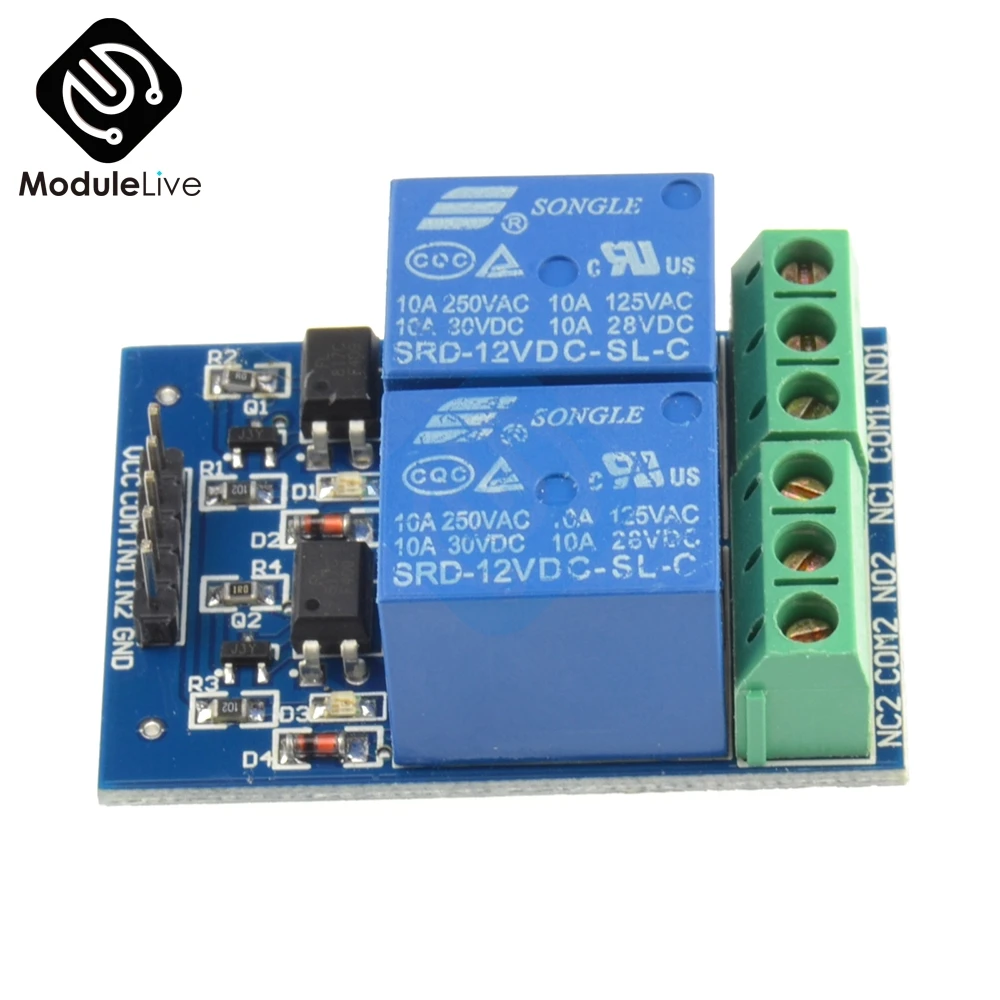Relays 10A 12V Two 2 Channel Relay Module With optocoupler For PIC AVR ...