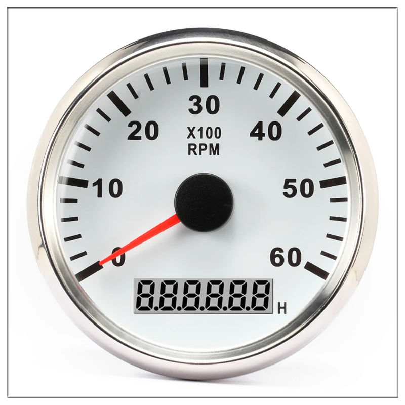 Tachometer-boat-0-6000-RPM-85-mm-Round-Hour-meter-Engine-Gauge-Back ...