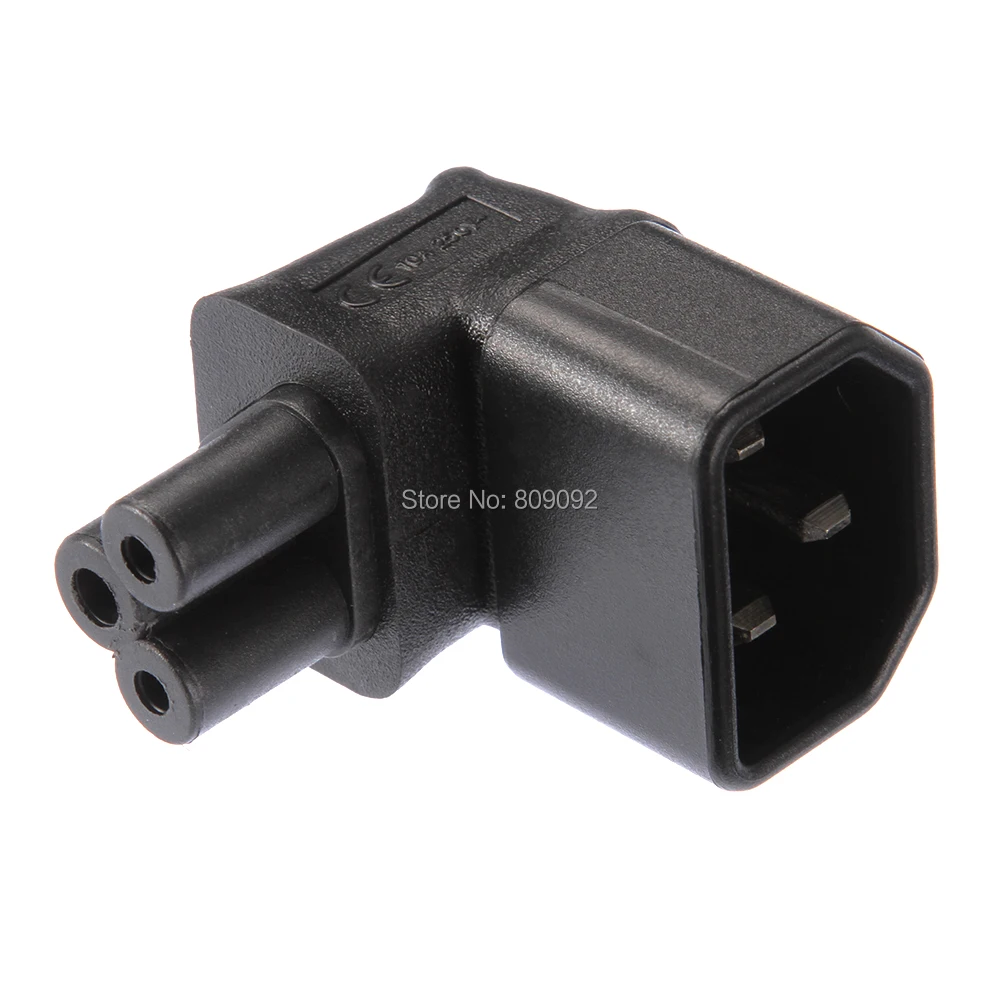 Right Angle 90 Degree IEC 320 C14 Male Plug to C5 Female Power Adapter ...
