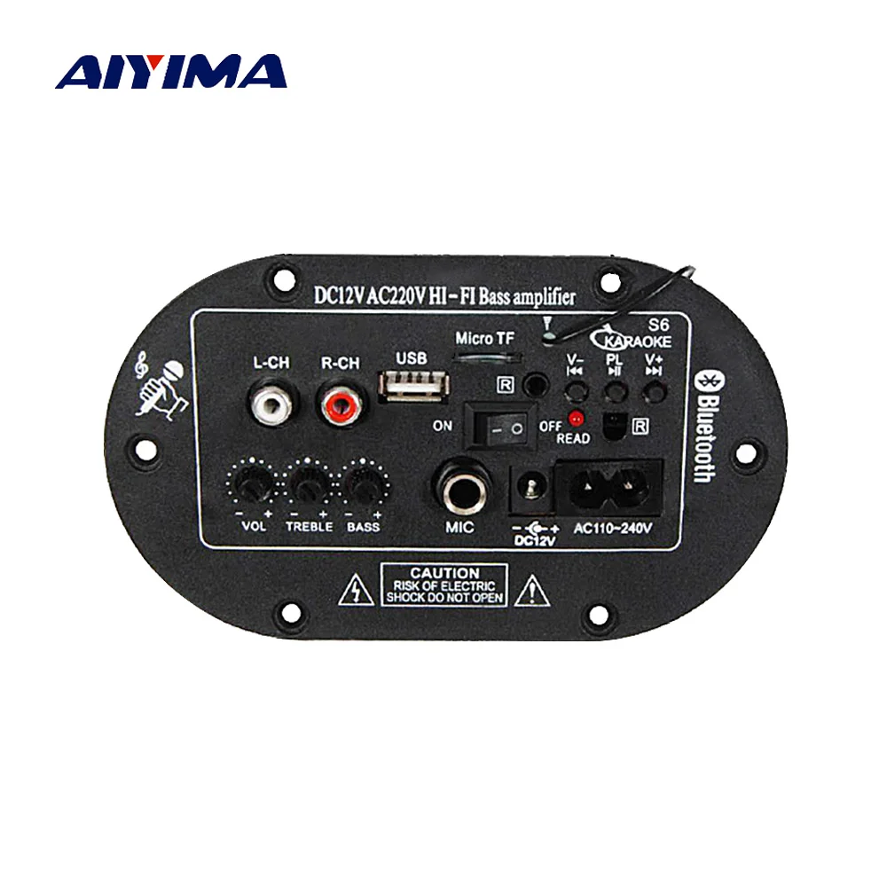 AIYIMA Subwoofer amplificador de Micrófono Dual Altavoz Bluetooth ...