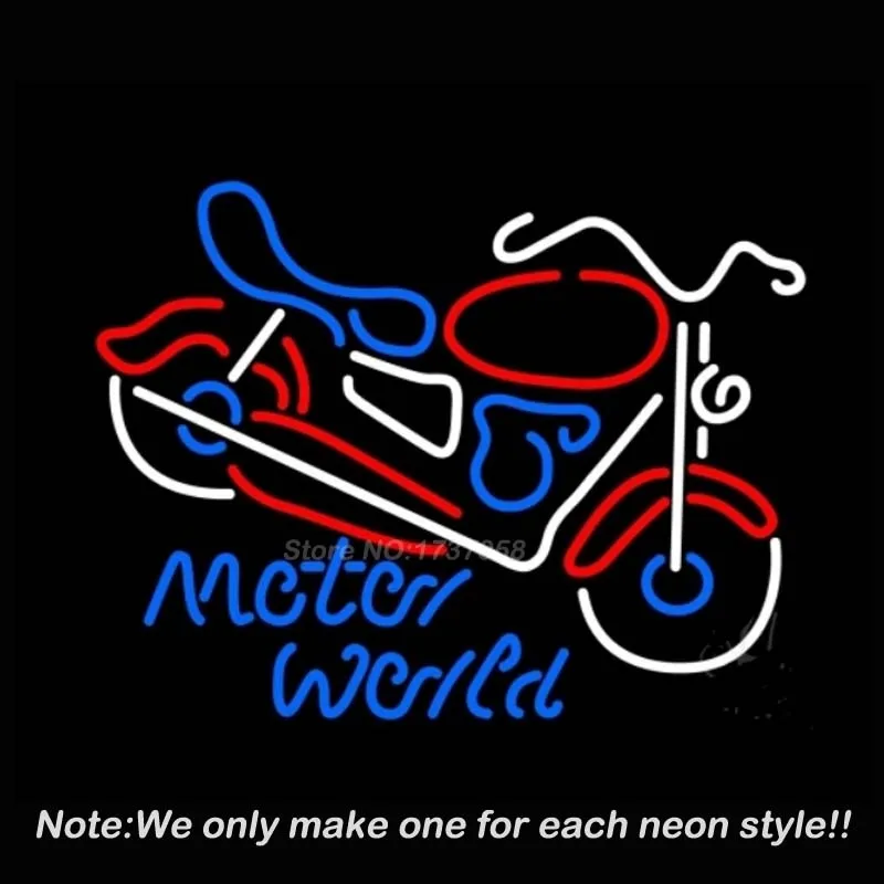 Motor World Neon Sign Neon Bulbs Recreation Garage Real Glass Tube ...