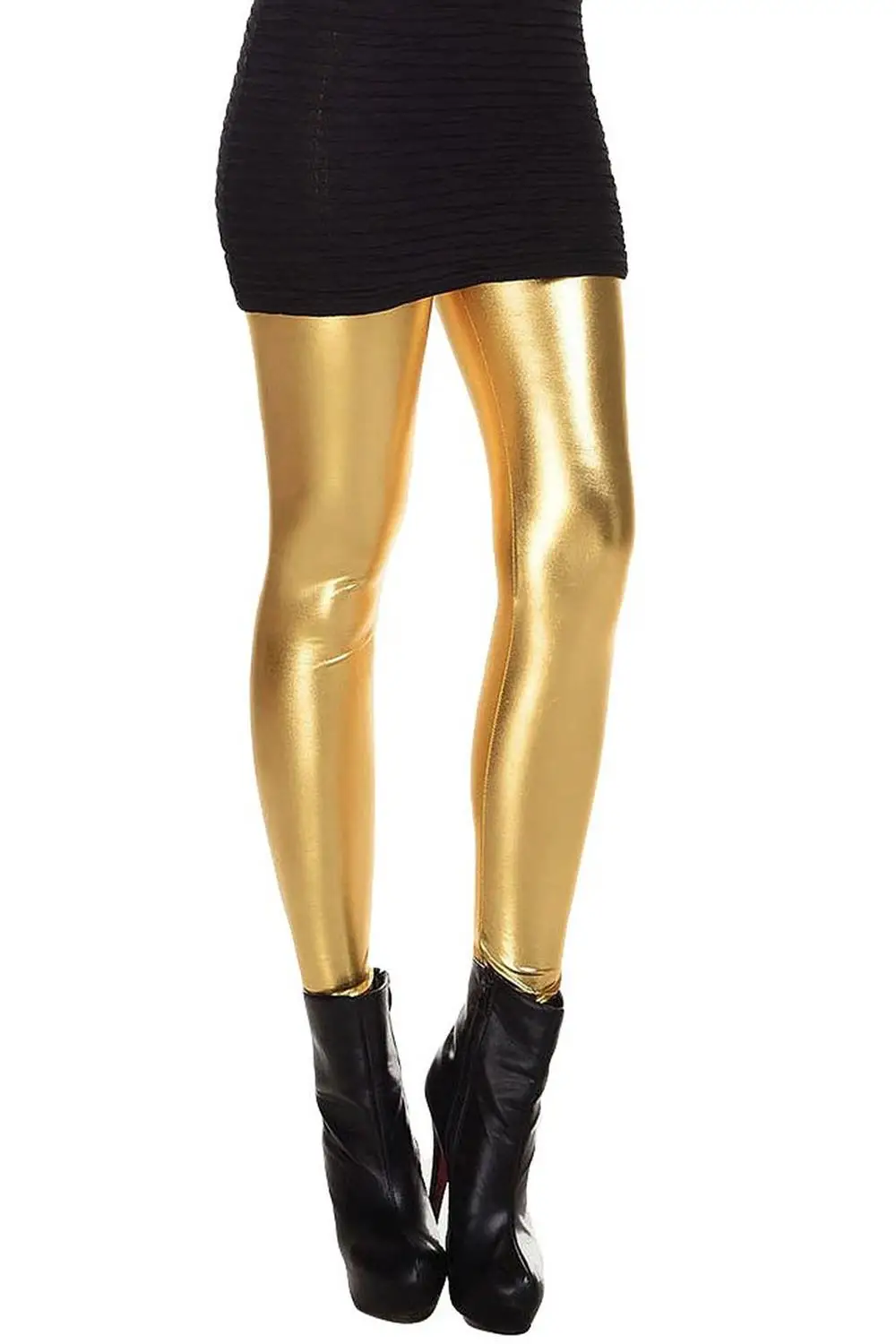 Metallic Wet Look Liquid Leggings Shiny Stretch Women Pencil Pants(gold ...
