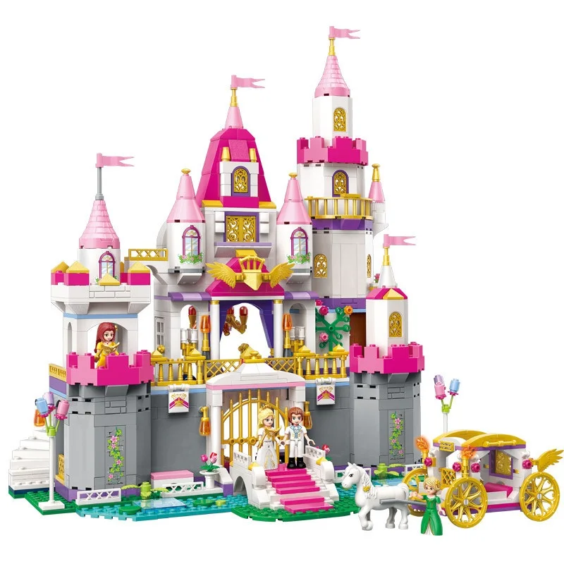 Girls Princess Castle Violet Royal Carriag Car Building Blocks Sets ...