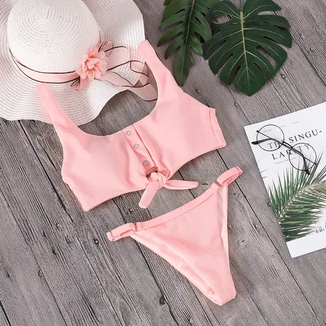 Buy Minimalism Le 2019 Sexy Bikinis Sets Fasten Breast