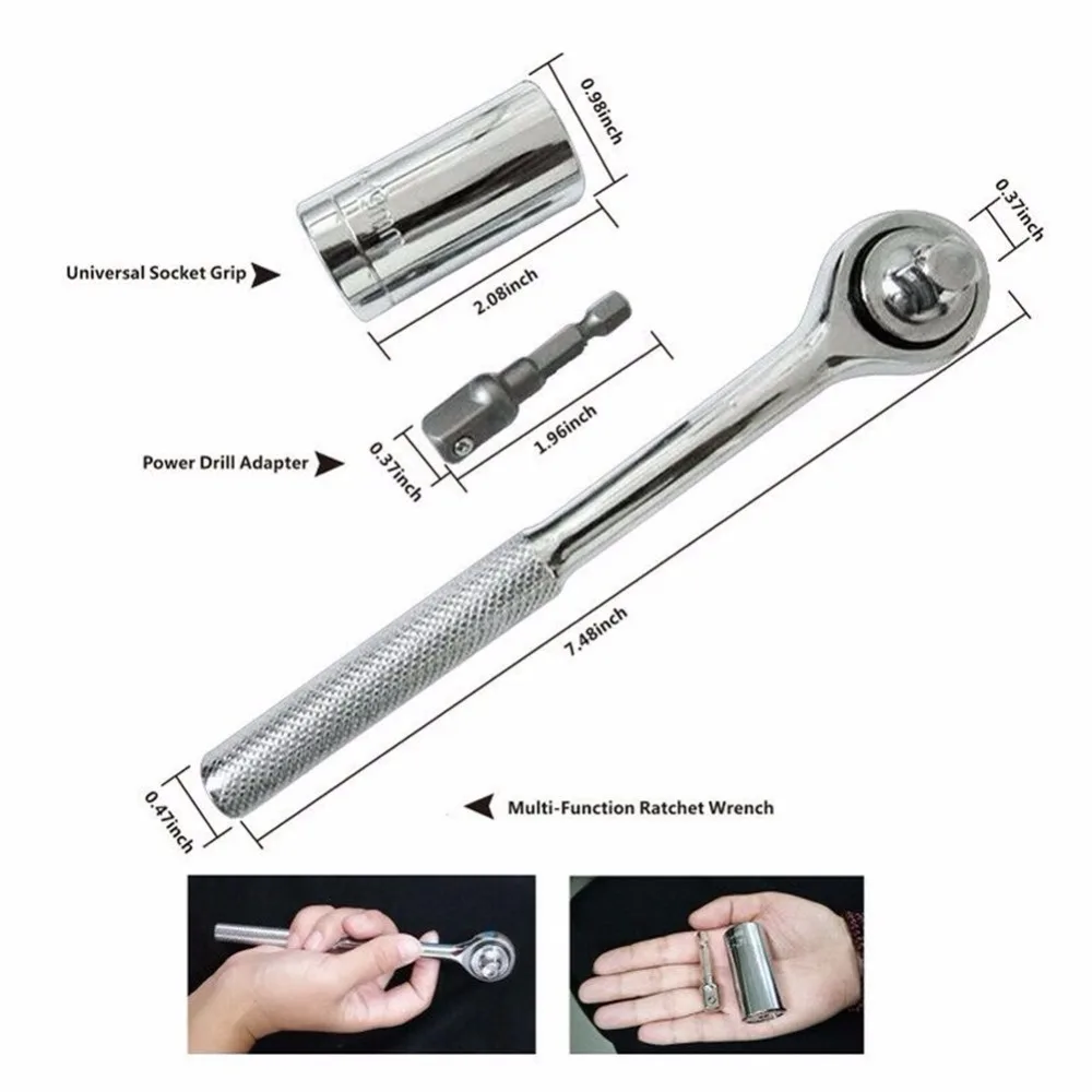 Professional Universal Gator Socket Wrench Adapter Grip 7mm to 19mm ...