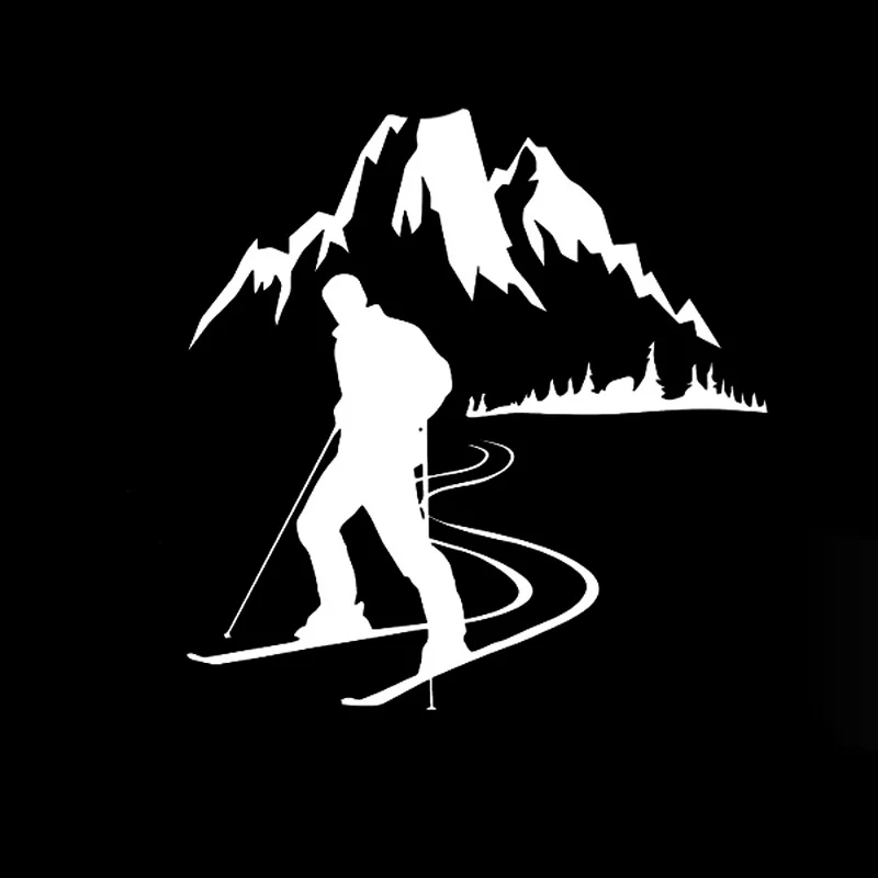 13.2CM*13.6CM Skier Sports Mountain Snow Car Stickers Vinyl Decals S9 ...