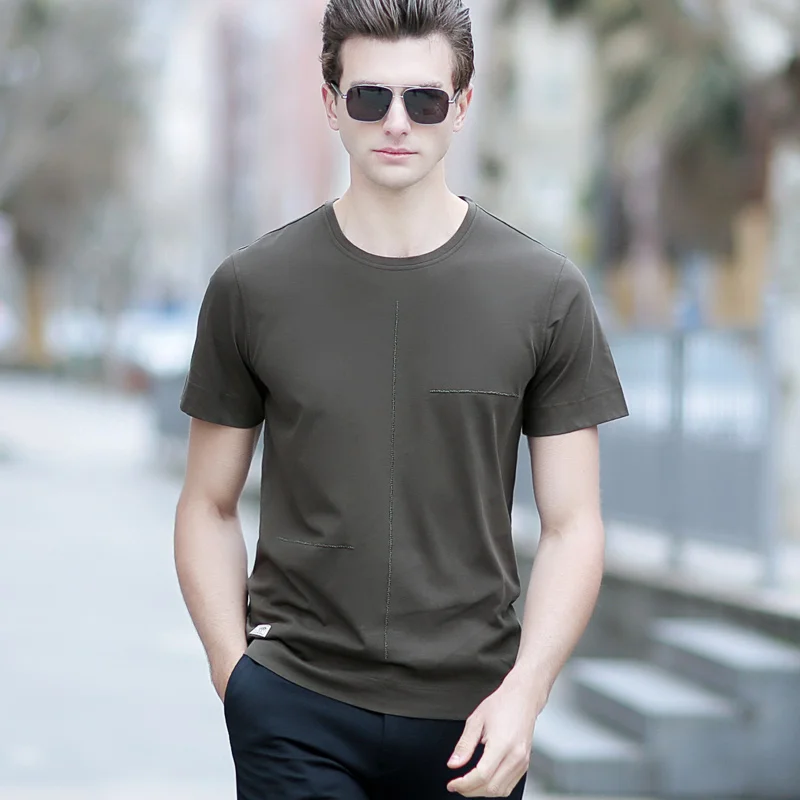 Fashion Summer Short Sleeves Solid T Shirt Men Brand Basic Style