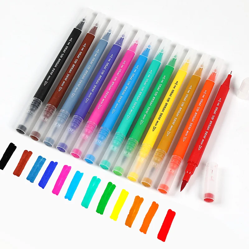 60Color Dual Tip Brush Pen Art Marker Watercolor Pens Fine Liner and ...