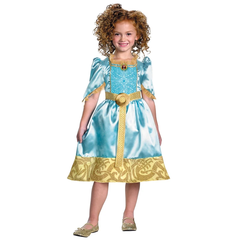 Girls Sparkle Classic Merida New Brave Princess Costume Exquisite ...
