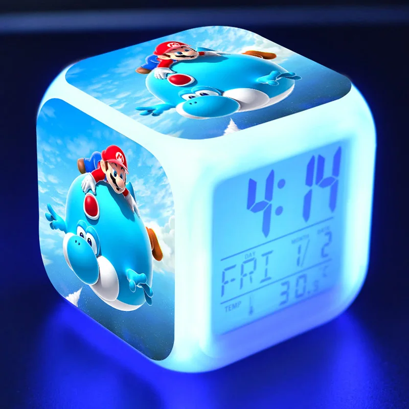 Super Mario Bros Anime Figure Juguetes Alarm Clock PVC Colorful Touch ...