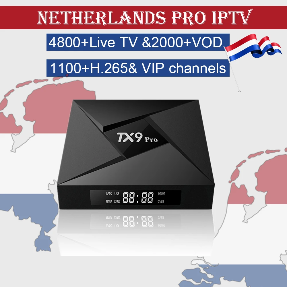 Netherlands IPTV Box TX9 Pro Android 7.1 3GB 32G 4K UHD Smart TV Box ...