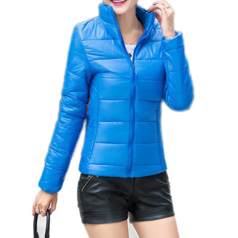 Woman winter Down Jackets Stand Collar Slim Short Ultra Light Female ...