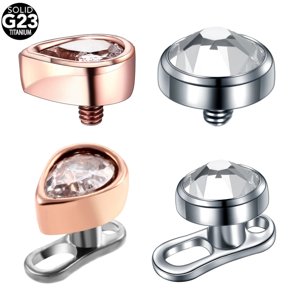 Titanium-Microdermal-Piercing-CZ-Gem-Top-Steel-Micro-Dermal-Anchor ...