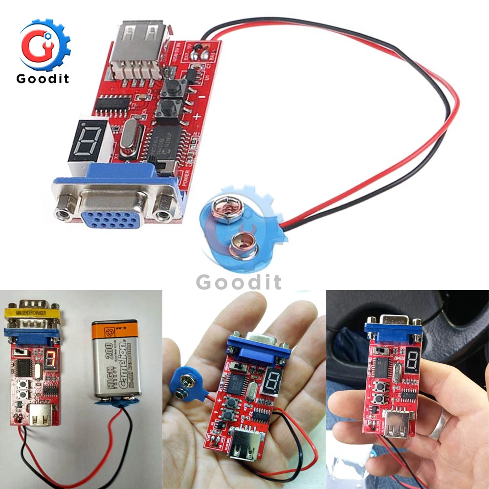 DC 9V/DC 7 12V VGA Signal Generator LCD Tester 15 Signal Output USB ...