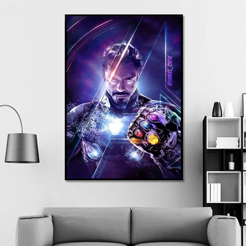 Avengers Endgame Iron Man Thanos Infinity Gauntlet Movie Poster Home ...