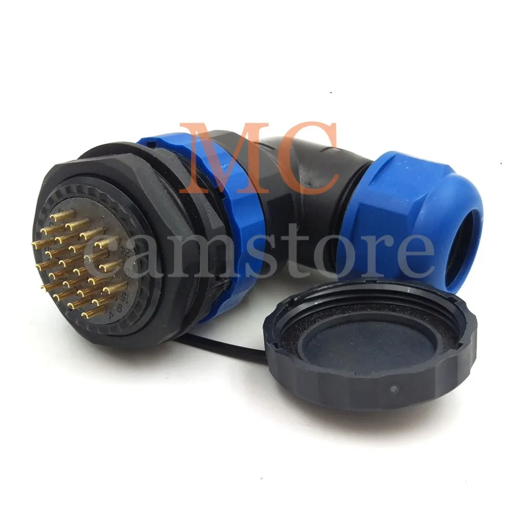 IP68 24pin waterproof power cable connector, SD28 industrial bulkhead ...