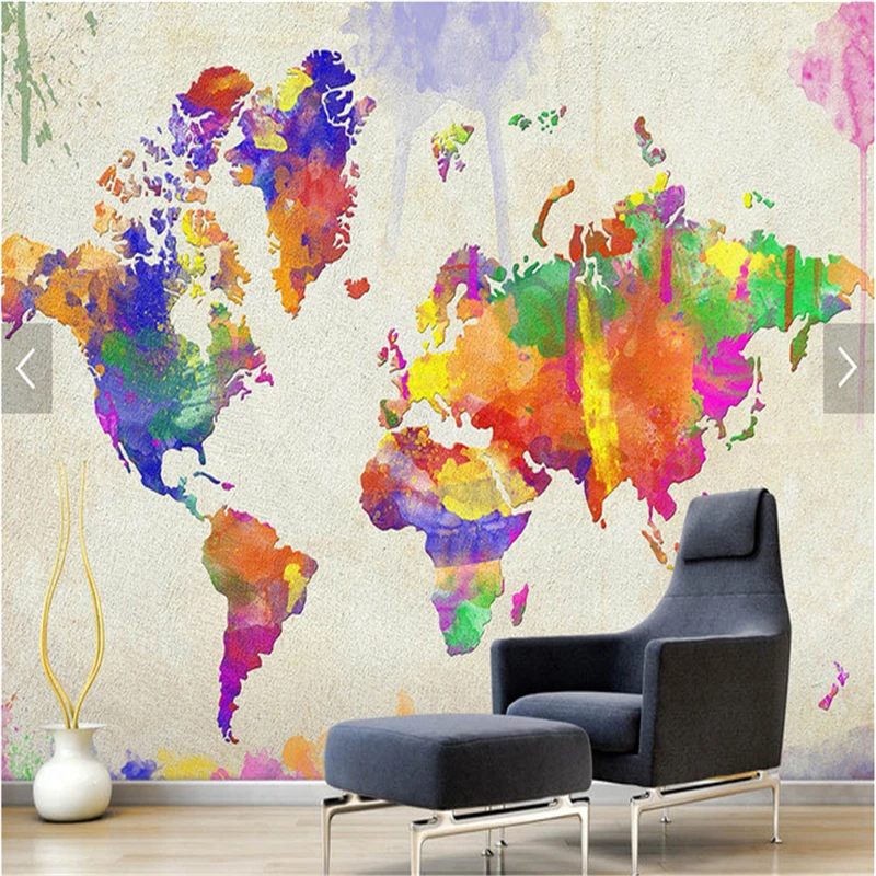Beibehang Custom 3d World Map Retro Nostalgia Large Mural Painting The ...