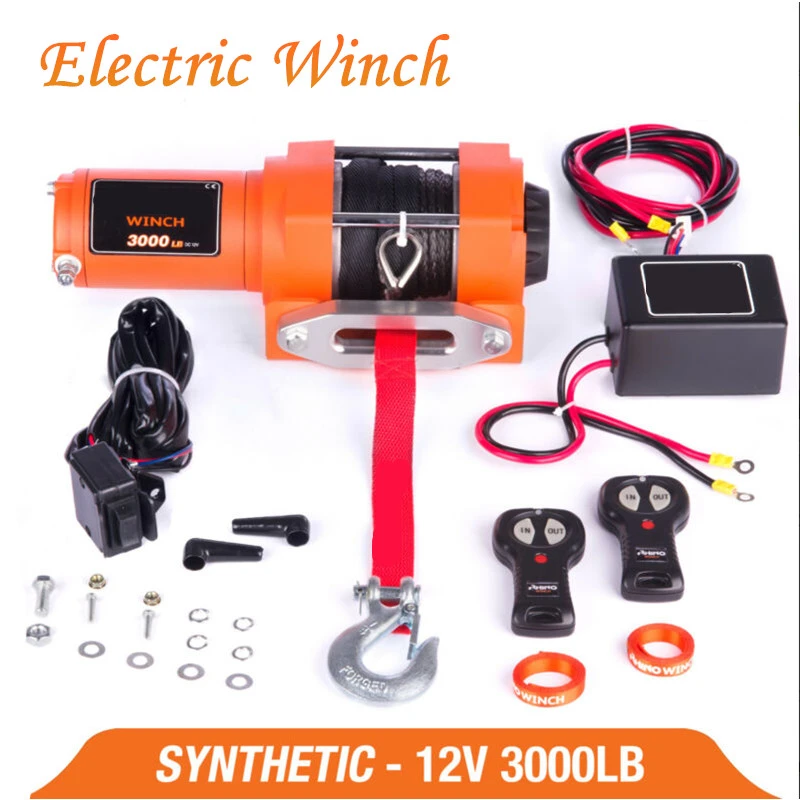 12v 3000lb Remote Control Set Electric Winch Heavy Duty Atv Trailer ...