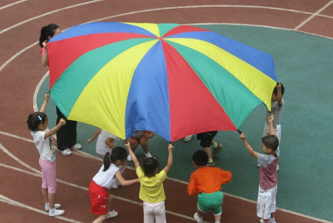 2M 78inch Nursery Kids Parachute Rainbow Umbrella Outdoor Game Exercise ...