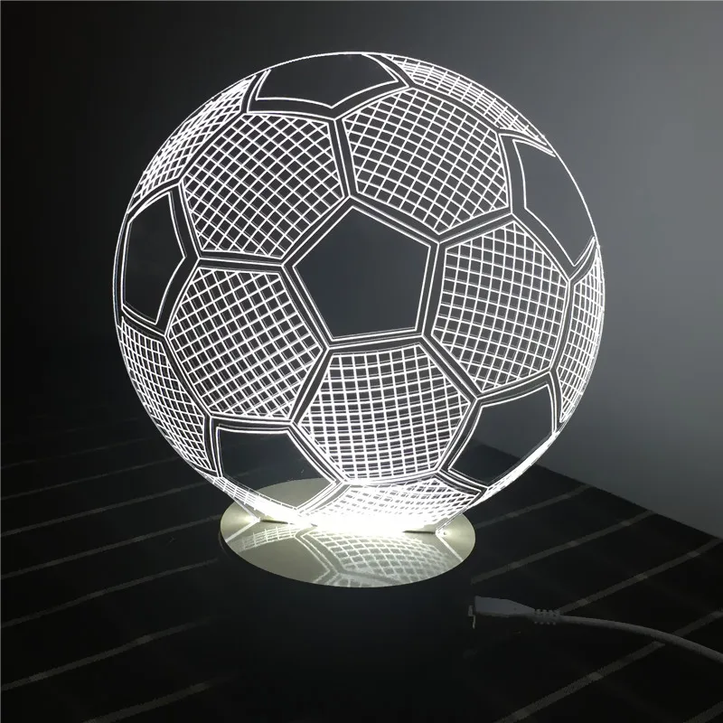 Special Gift 3D Creative Light LED Lamp Football USB table Lamp Wooden ...