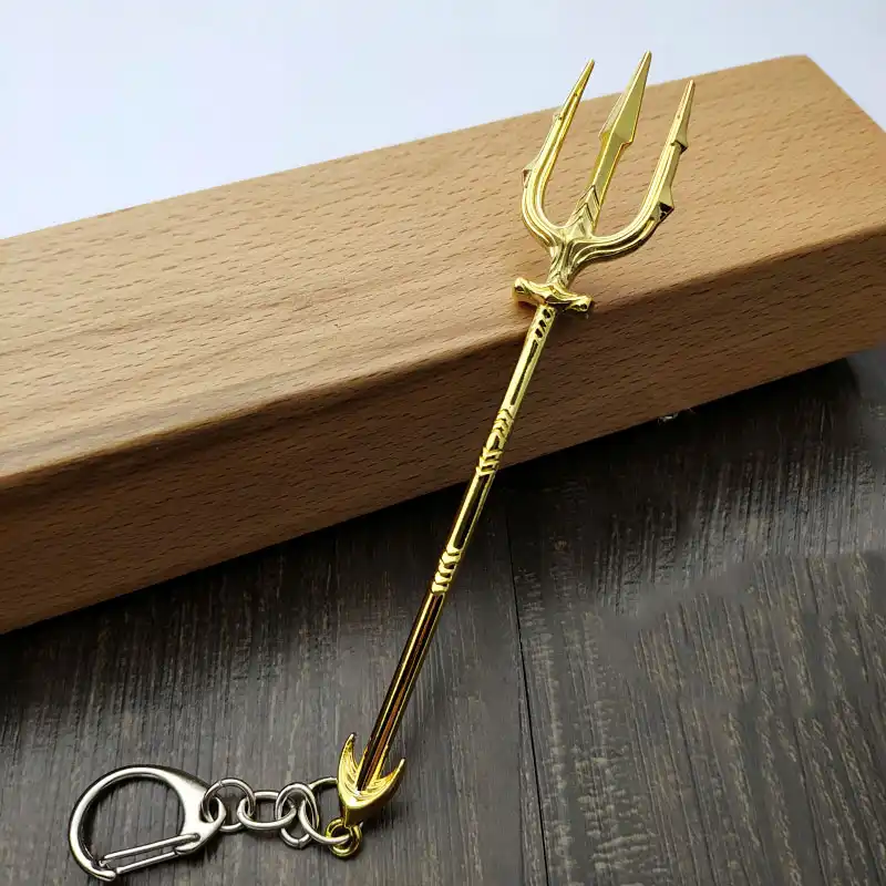 New Movie Aquaman Trident Keychain Justice League Keyring Holder weapon ...