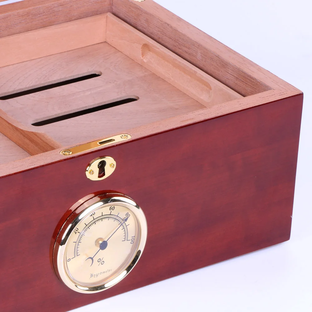 Cigar humidor box cedar wood box High gloss with top glass window ...