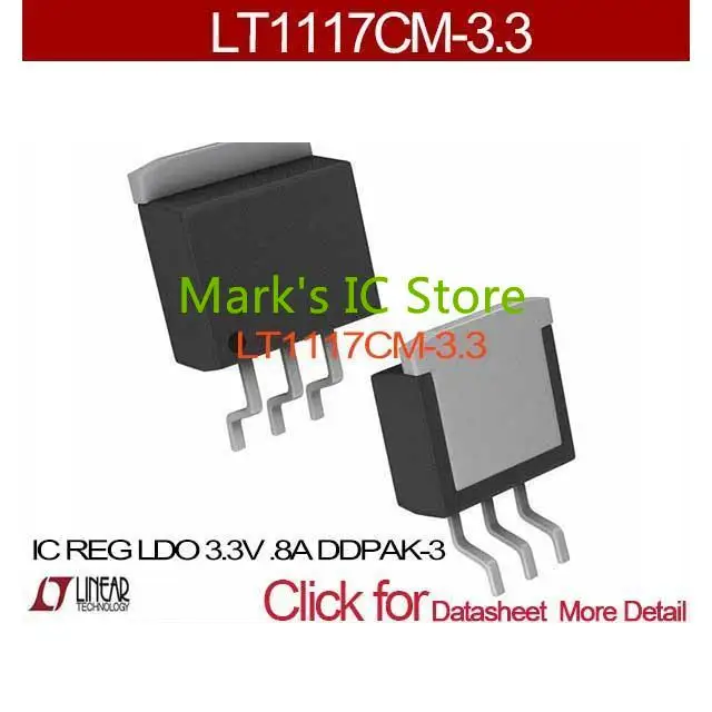 LT1117CM 3.3 IC REG LDO 3.3V .8A DDPAK 3 LT1117CM 3.3 1117 LT1117CM ...