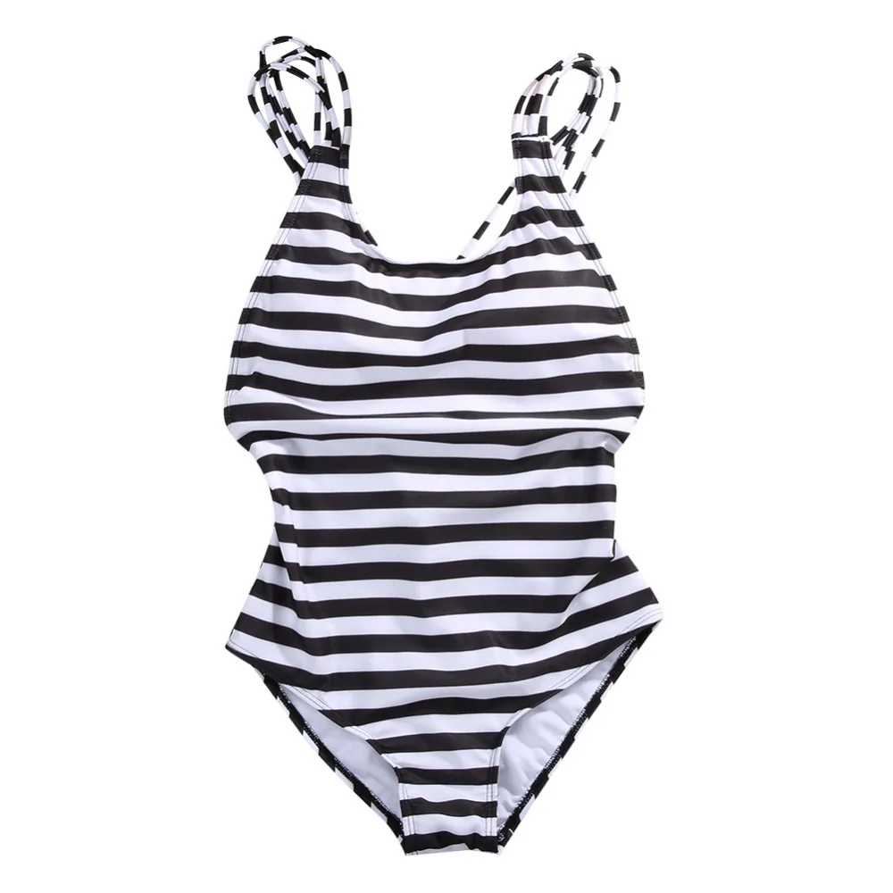 Hot Sexy Women Bandage Bikini High Waist Stripe Cotton Swimsuit