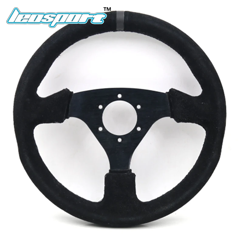 13" (330mm) Steering Wheel Suede Leather black Sutures Steering Wheel ...