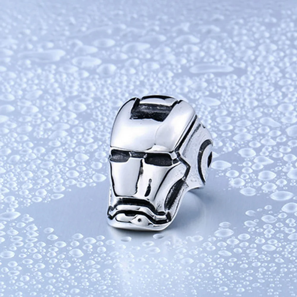 Men's stainless steel jewelry iron man mask ring Personality punk mask ...