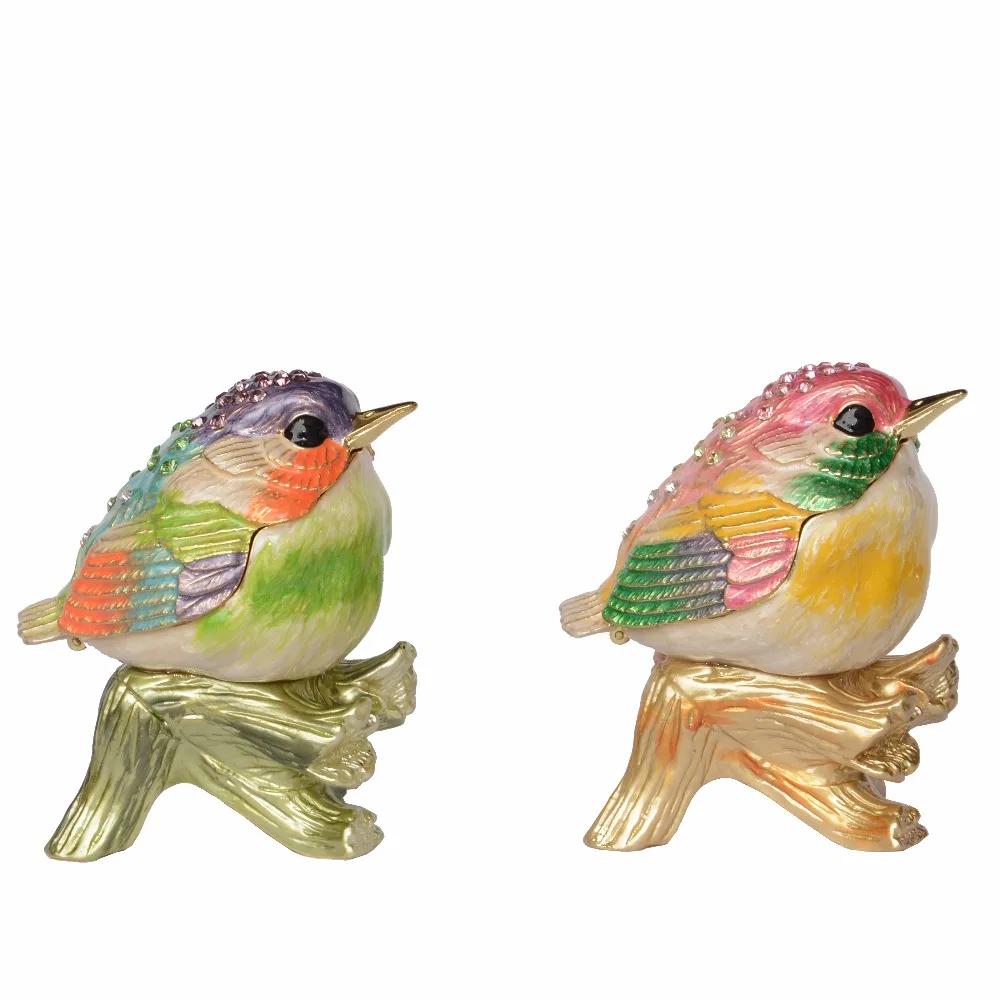 Pewter Jeweled Bird Trinket Jewelry Box & Organizers Necklace Holder ...