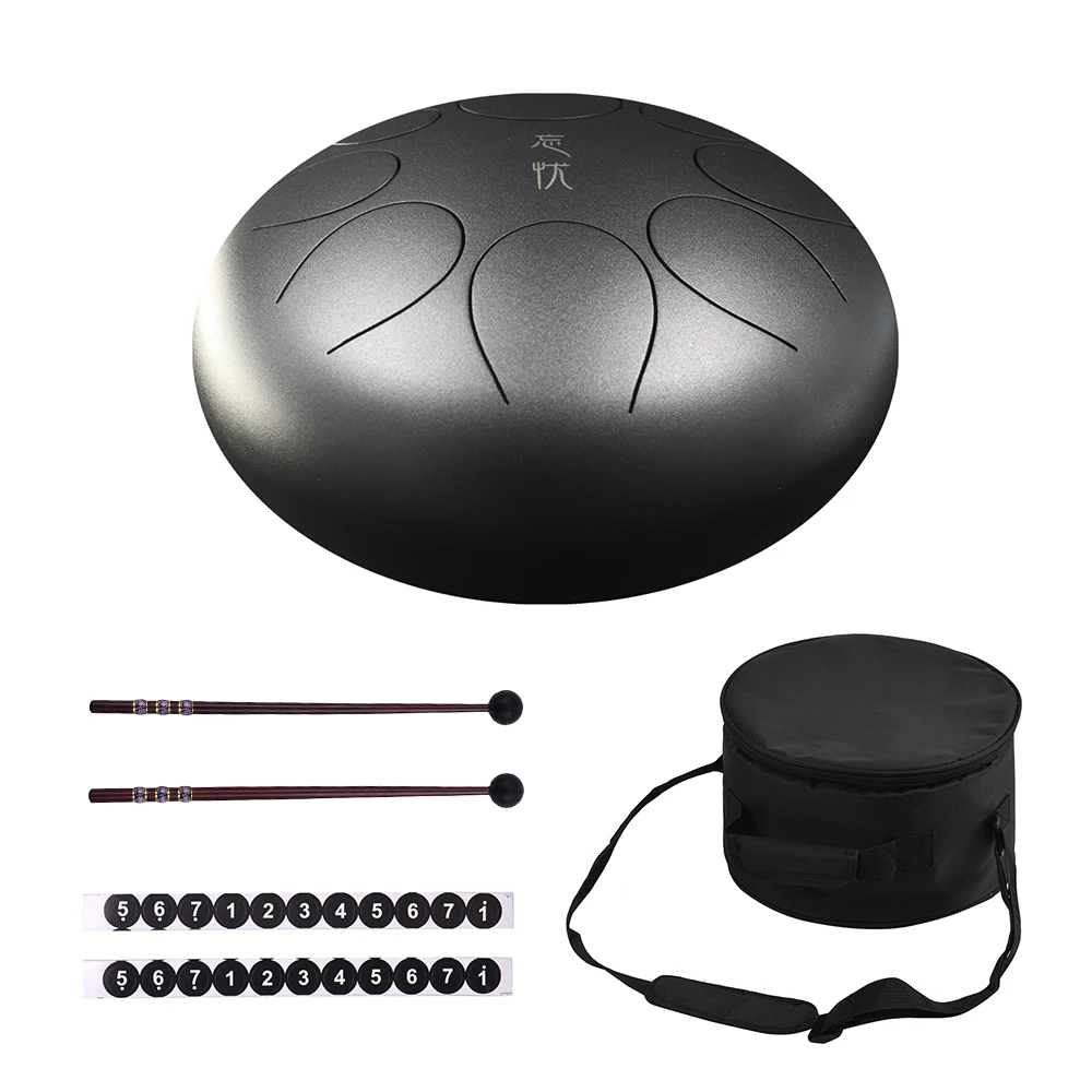 12 Inch Steel Tongue Drum Handpan Drum Hand Drum 8 Tones Percussion ...