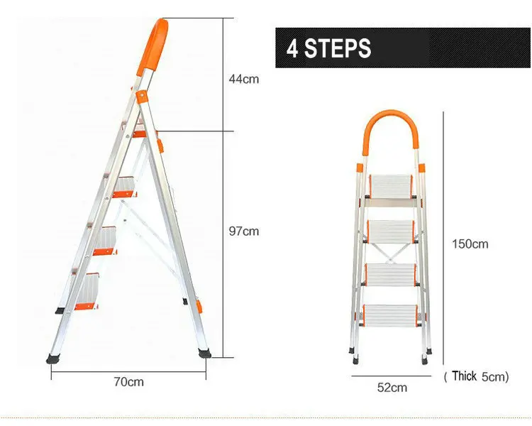NEW-Ladder-With-Rails-Fixed-Rubber-Feet-And-Wide-Pedals-4-Steps ...
