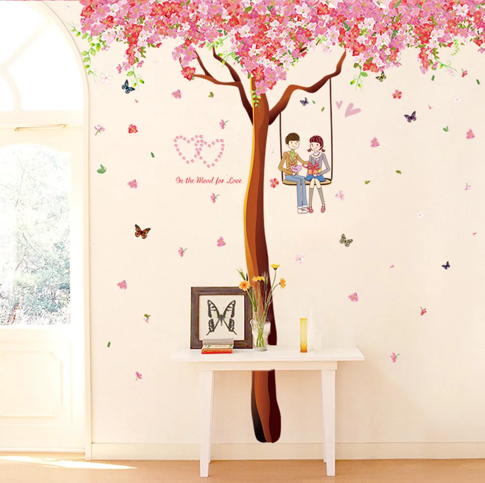 New Hot 3D Love Tree Wall Stickers Romance Decoration Wall Poster Home ...