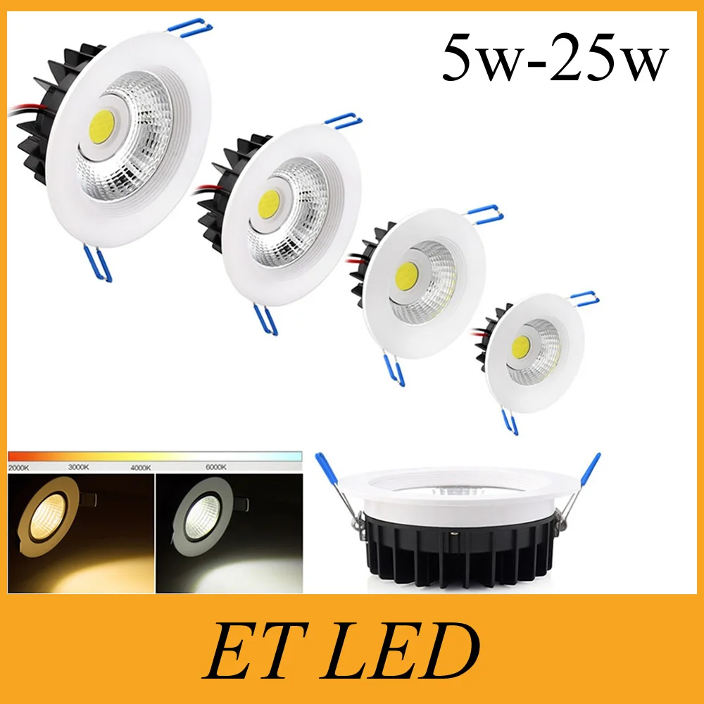 New 5W 7W 9W 12W 15W 20W 25W Dimmable Recessed Warm/cold white led ...