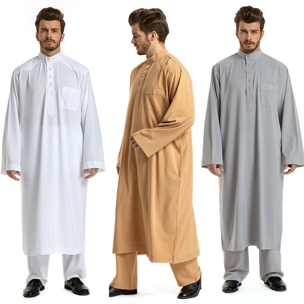 2019 NEW Muslim Middle East Maxi Robes Pants Suite Kaftan Men Ethnic ...
