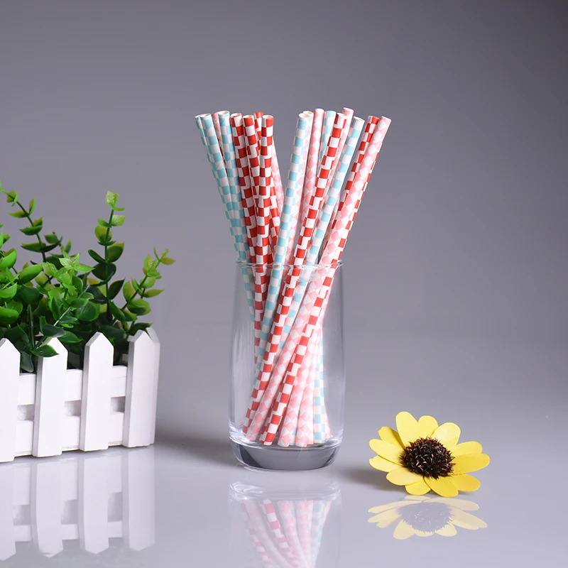 25pcs Lot Square Design Paper Straws For Birthday Wedding Decorative