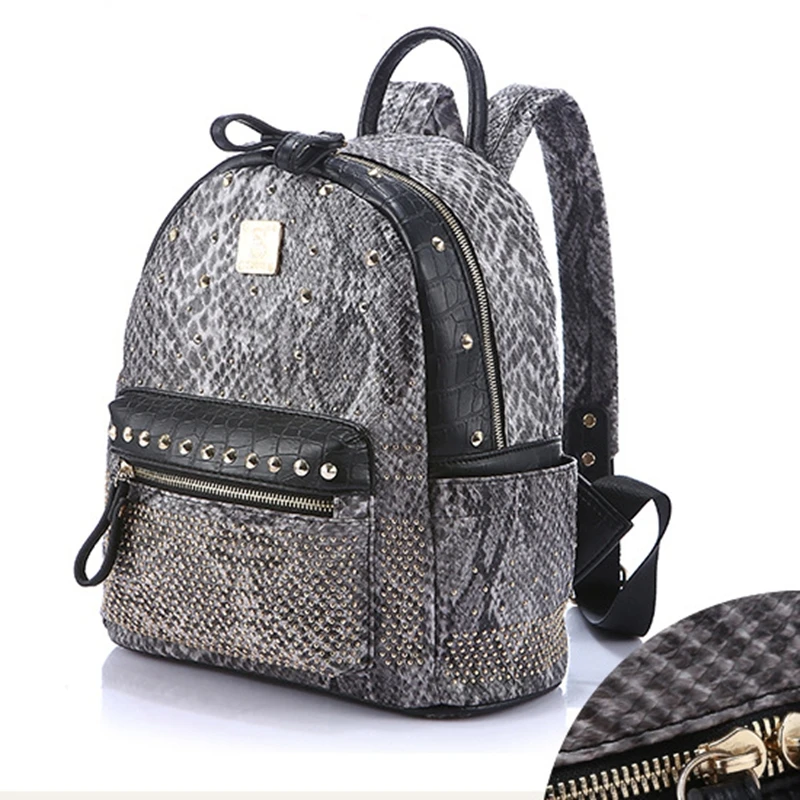 Rivet Punk Snake Backpacks Free Shipping Daily Preppy Style Leather ...