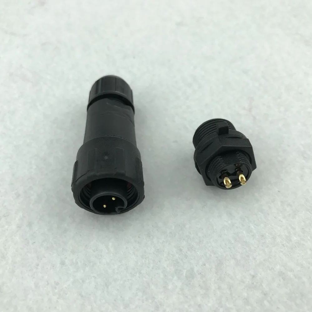 2PIN screw IP68 waterproof panel mount connector; 2 core male fepanel ...