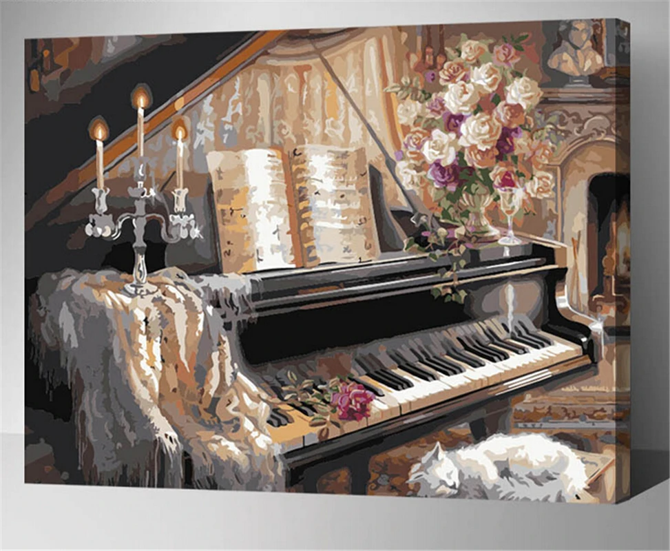 Still Life Piano 40*50cm Frameless Pictures Painting By Numbers Modern ...