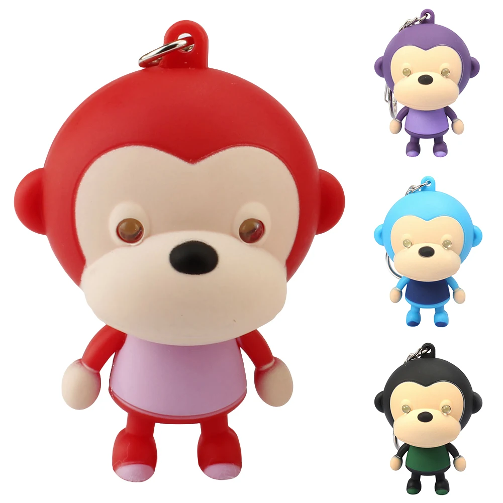 Cute Cartoon Monkey Animal LED Lighting with Sound Key Chain Keychain ...
