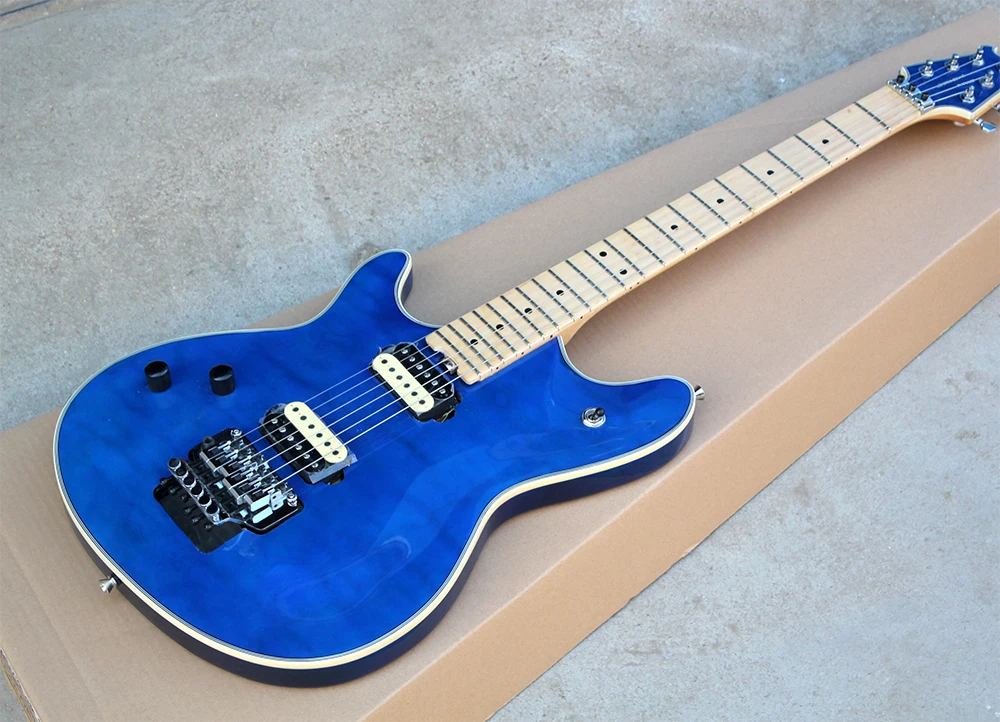 Blue Electric Guitar with 2H Pickups,Maple Fretboard,Tremolo,Chrome ...