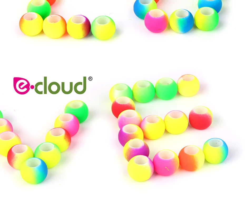 50 шт., 5 мм, двухцветные акриловые Круглые бусины для волос, для ...