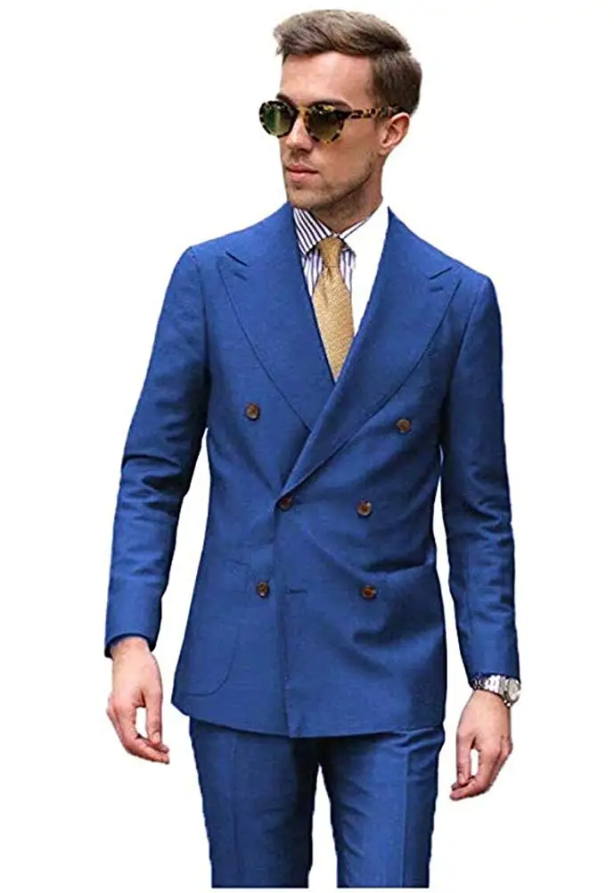 New Arrival Double Breasted Royal Blue 2 PC Men's Suits Notch Lapel ...