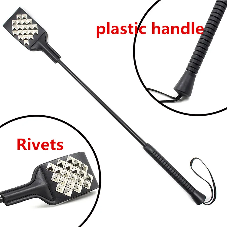 53cm Rivets Paddle Whip Pu Leather Sex Whip Flogger Riding Crop Whip Aids Spanking Bdsm Paddle