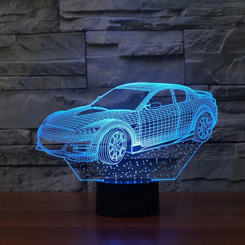 Lampada Led Car 3d 7 Color Changing Led Luminaria Night Light Remote ...