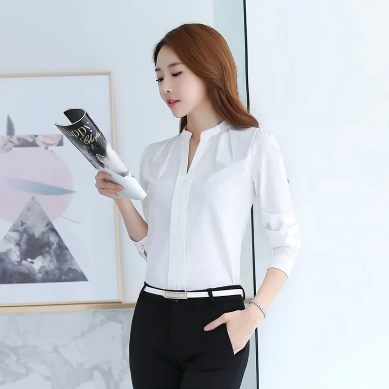 Buy Women Chiffon Blouse Tops Office Shirts 2017 Long