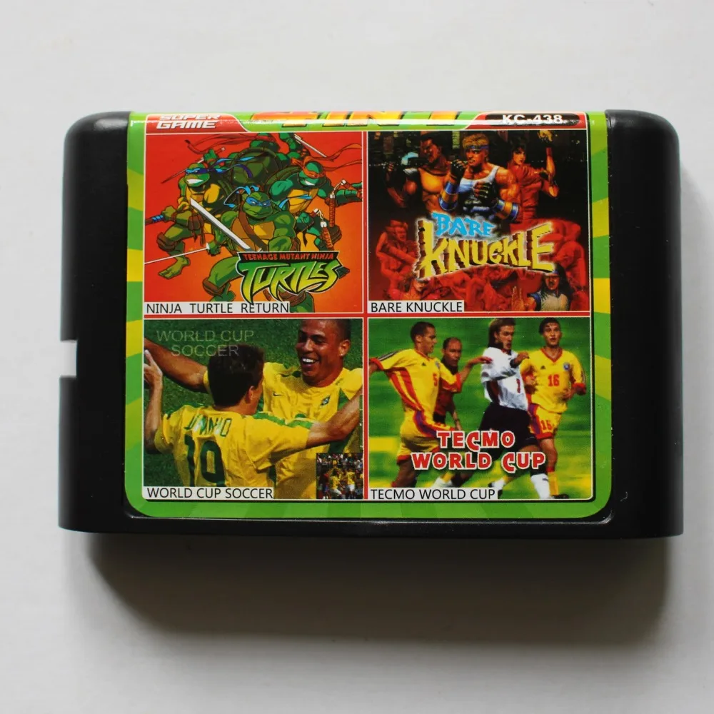 Ninja Turtles/ Bare Knuckle/ World Cup Soccer/ Tecmo WorldCup 16 bit MD ...