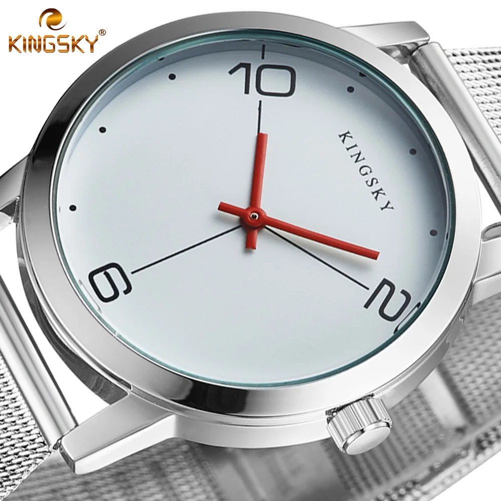 Reloj KINGSKY para mujer, relojes de pulsera de moda sencillos de plata ...