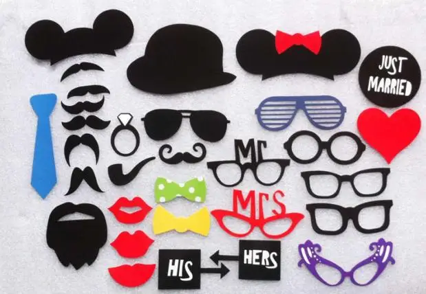 31pcs Photo Booth Props Diy Kit For Wedding Dress-up Accessories ...